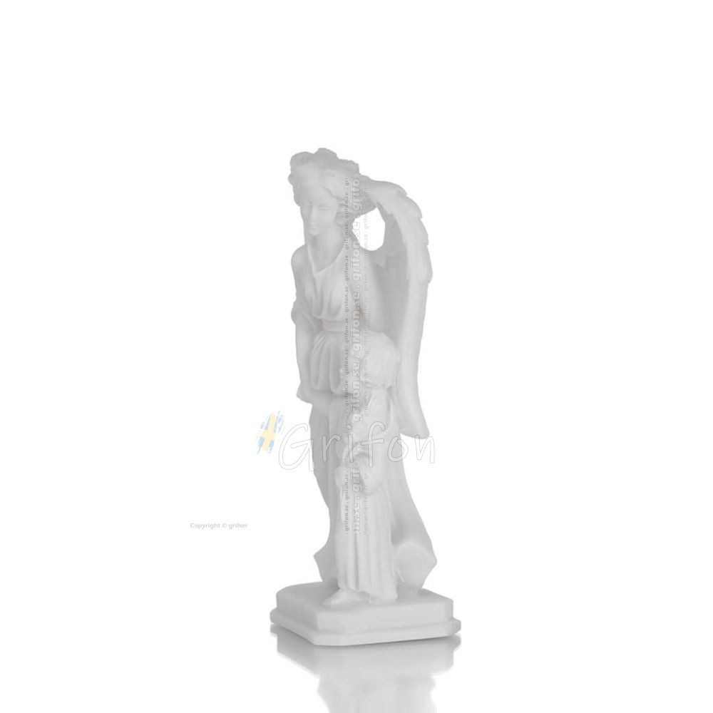 Handmade Alabaster Tabletop Statue | Angel with Girl & Flower