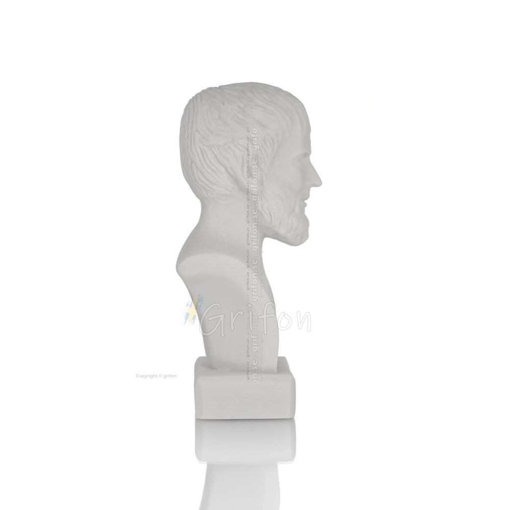 Aristoteles: Ancient Philosopher Bust, 15 cm alabaster byst, antikens